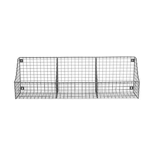 Spectrum Diversified Mount Triple Wire 3 Storage Bins Decor & Entryway Organization, Rustic Farmhouse Wall Basket, Industrial Gray