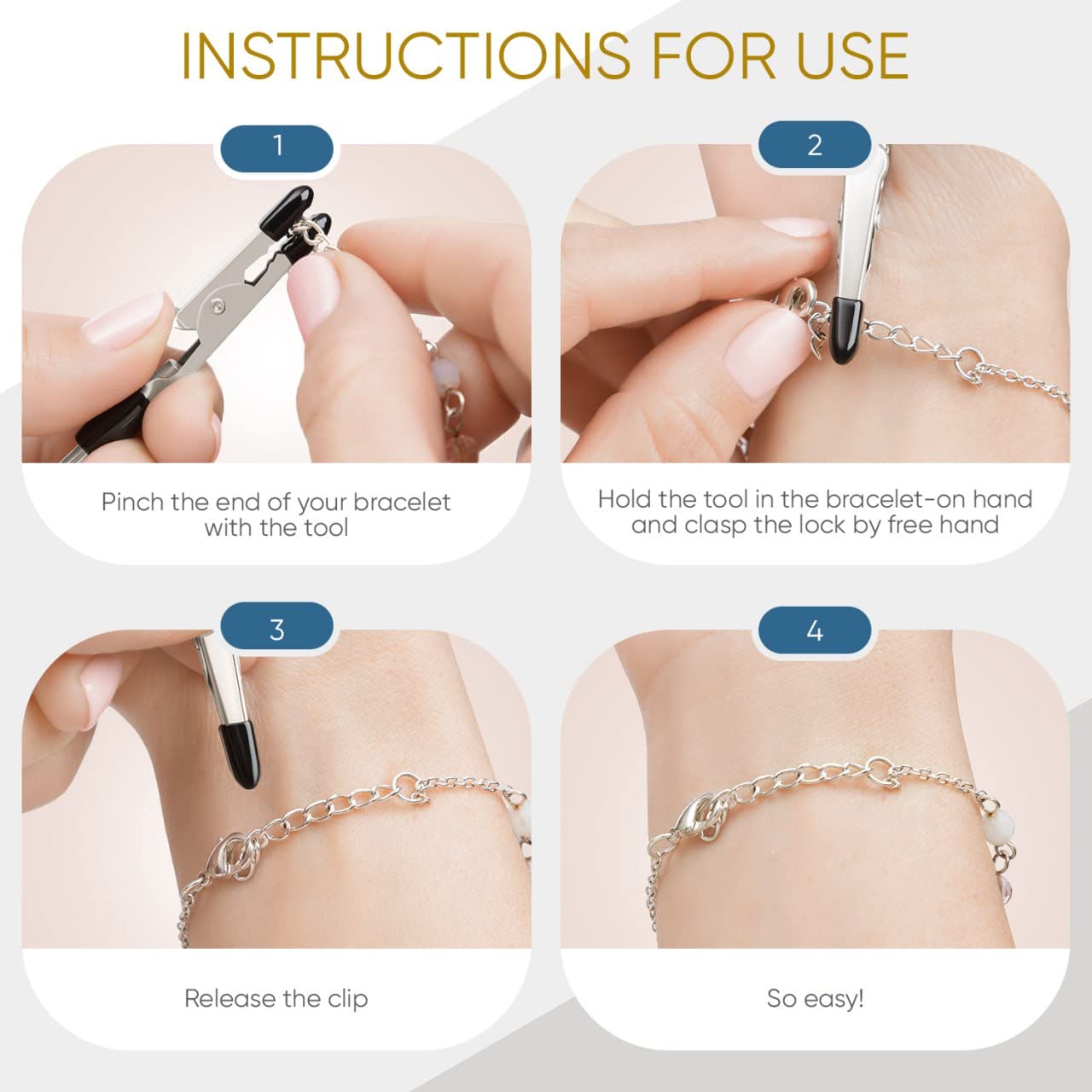 Bracelet Helper Tool - Fastener Helper Tool for Bracelet, Necklace, Jewelry, Watch - Clasp Helper - Portable, Easy-to-Use, Made of Metal