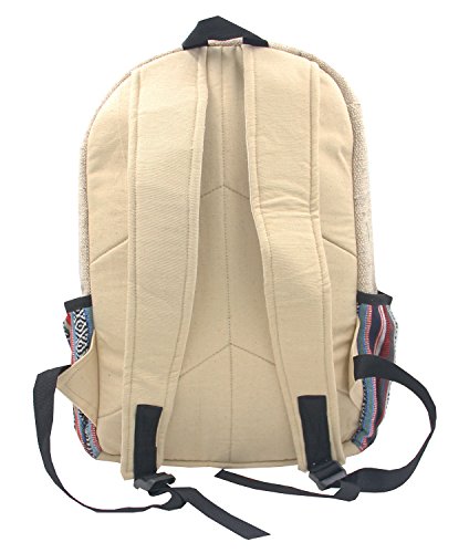 KayJayStyles Natural Handmade Large Multi Pocket Hemp Nepal Backpack (Owl)