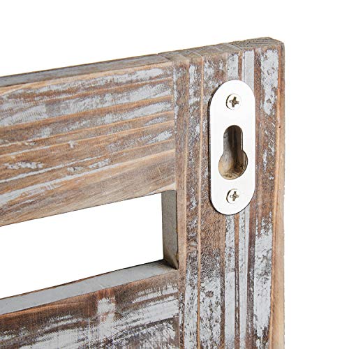 Liry Products Rustic Wooden Wall Mounted Shelves Iron Hooks Two-Tier Storage Rack Brown Torched Distressed Wood Display Shelf Organizer Farmhouse Decorative Holder Home Office Kitchen Living Room