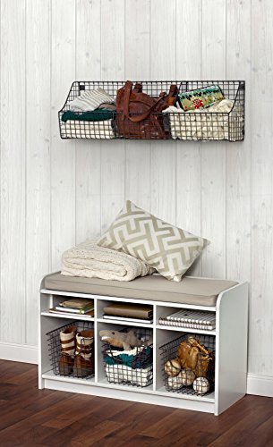 Spectrum Diversified Mount Triple Wire 3 Storage Bins Decor & Entryway Organization, Rustic Farmhouse Wall Basket, Industrial Gray