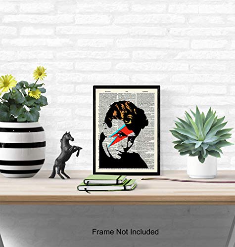 David Bowie Unframed Dictionary Wall Art Print - Great Gift for Rock n Roll Music Fans - Chic Home Decor - Ready to Frame (8x10) Photo - Ziggy Stardust
