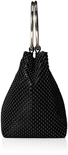 Jessica McClintock womens Jessica Mcclintock Gwen Ball Mesh Ring Wristlet Pouch Clutch Evening Bag, Black, One Size US