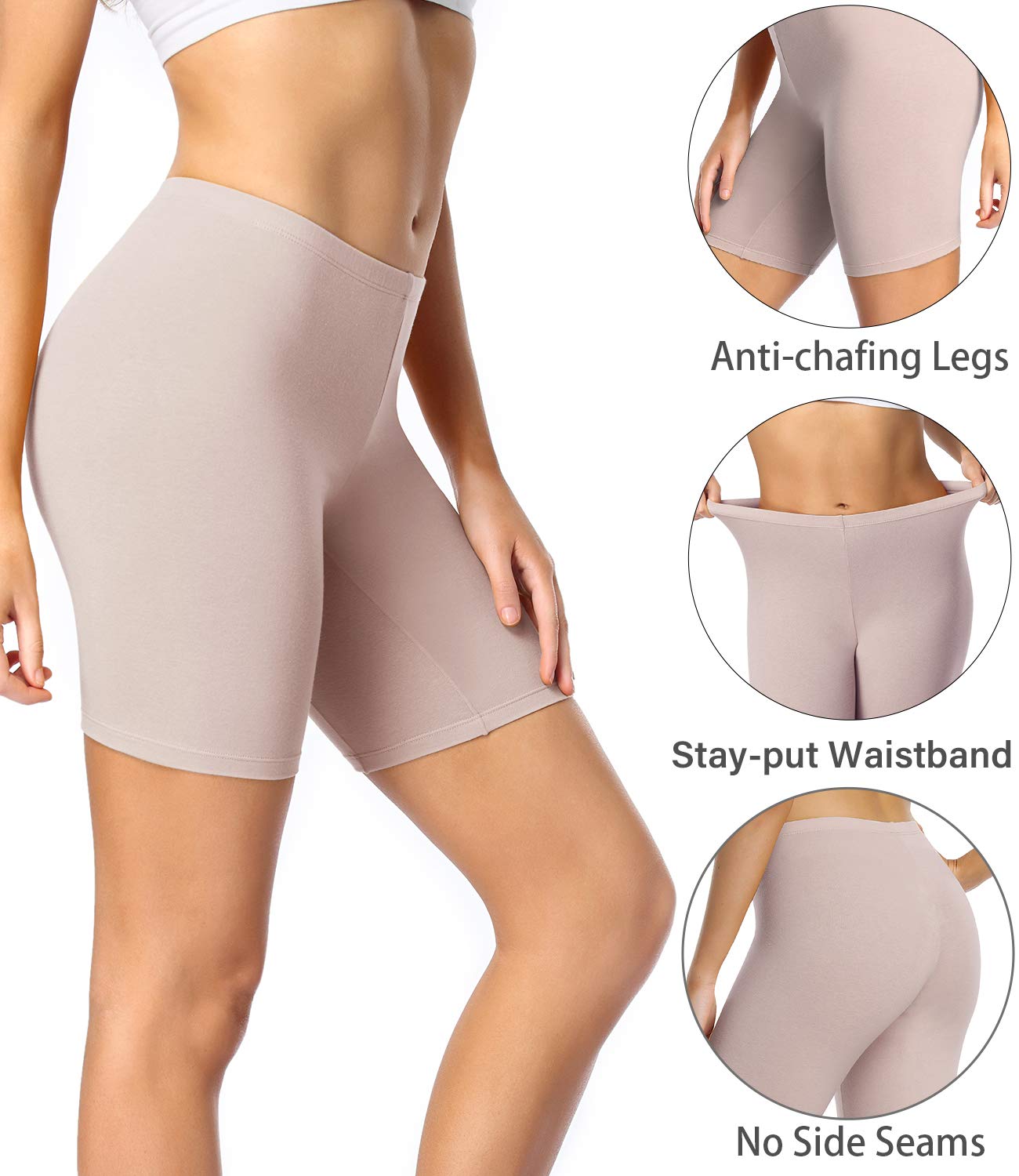 wirarpa Women's Cotton Underwear Boy Shorts Under Dresses Long Leg Panties Anti Chafe Bloomers 3 Pack Multicolored 3X-Large