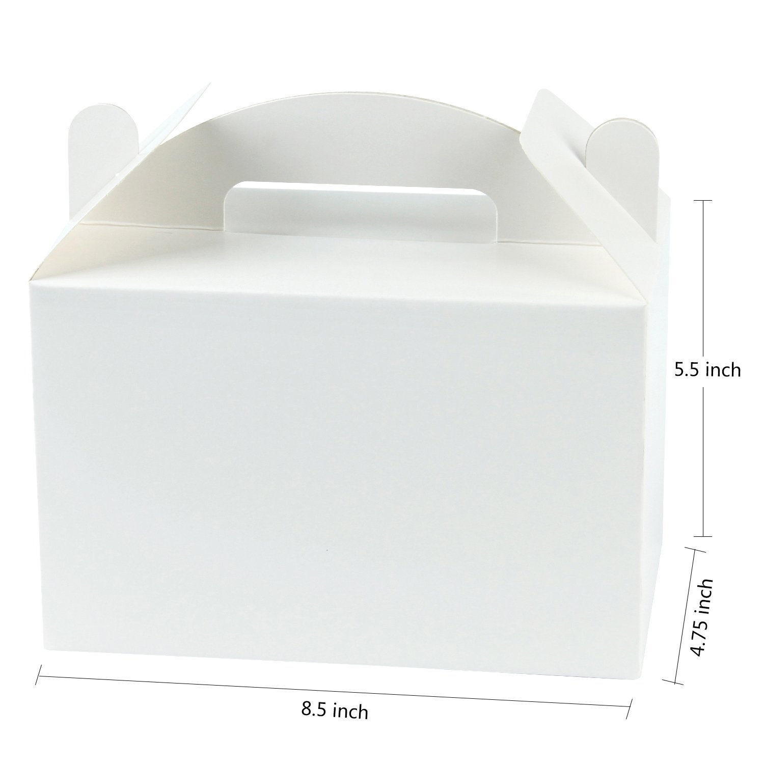 LaRibbons 25 Pack Treat Gift Boxes - 8.5 x 4.75 x 5.5 inches White Paper Box Recycled Kraft Gift Box with Stickers, Perfect for Birthday, Party, Wedding