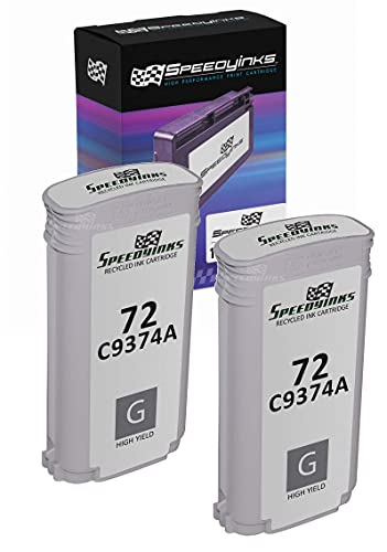 SPEEDYINKS Compatible Replacement for HP 72 Ink Cartridge C9374A High Yield (Gray, 2-Pack) For use in DesignJet T1100, T1120, T1200, T610, T620, T770, SD Pro MFP, T1100ps, T1120 SD-MFP, T1120ps, T1300
