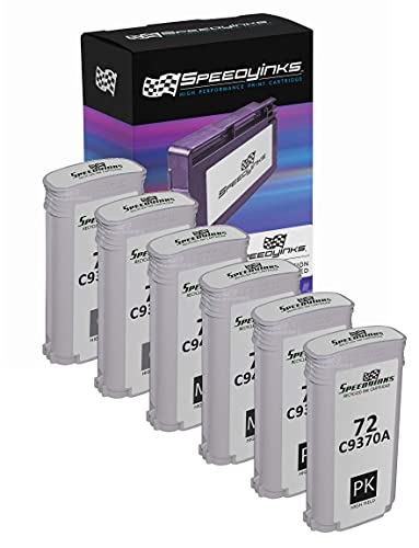 SPEEDYINKS Compatible Replacements for HP 72 Ink Cartridge High Yield (2 Photo Black, 2 Matte Black, 2 Gray, 6-Pack) for use in DesignJet T1100, T1120, T1200, T610, T620, T770, T1100ps, T1120 SD-MFP