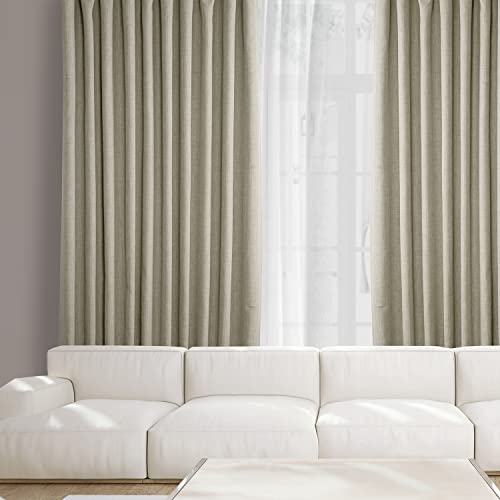 HPD Half Price Drapes Extra Wide Linen Room Darkening Curtain (1 Panel) 100 X 96, BOCH-LN1857-96-DW, Oatmeal