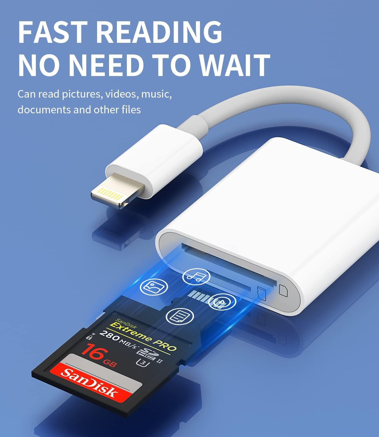 FIAHNG iPhone iPad Camera Memory Card Reader, Dual Slot SD TF Card Adapter, USB Type C, 4.8Gbps, Compact