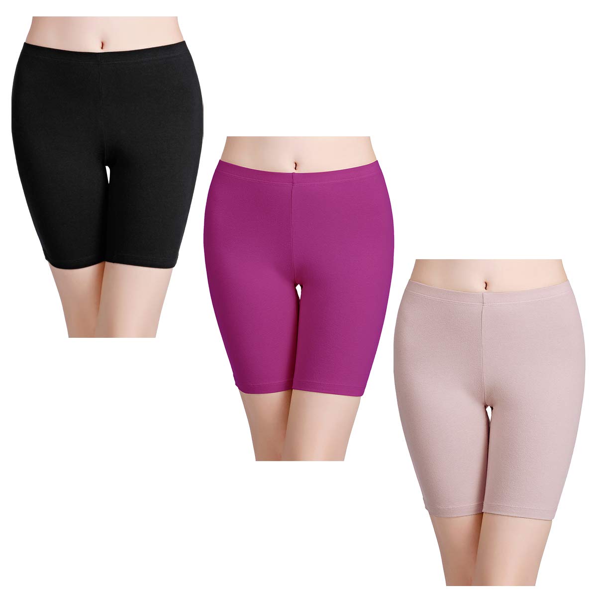 wirarpa Women's Cotton Underwear Boy Shorts Under Dresses Long Leg Panties Anti Chafe Bloomers 3 Pack Multicolored 3X-Large