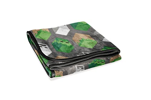 Minecraft Survive Throw Blanket - Measures 46 x 60 inches, Kids Bedding - Features Skeleton and Zombie - Fade Resistant Super Soft Fleece (Official Minecraft Product)