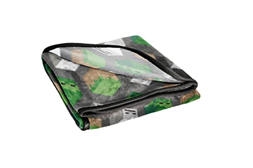 Minecraft Survive Throw Blanket - Measures 46 x 60 inches, Kids Bedding - Features Skeleton and Zombie - Fade Resistant Super Soft Fleece (Official Minecraft Product)