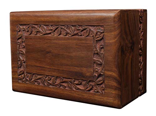 Bogati Hand Carved Rosewood Urn with Border Design (X-Large)
