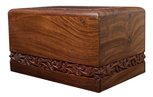 Bogati Hand Carved Rosewood Urn with Border Design (X-Large)
