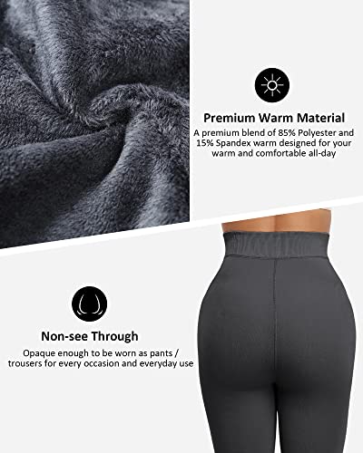 NORMOV Winter Warm Fleece Lined Leggings Women,Thick Thermal Velvet Tights (DGray-M/L) Grey