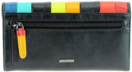 Visconti STR4 Women's Secure RFID Blocking Large Leather Trifold Clutch Wallet Purse - Black Multi