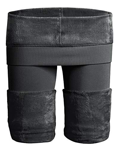 NORMOV Winter Warm Fleece Lined Leggings Women,Thick Thermal Velvet Tights (DGray-M/L) Grey