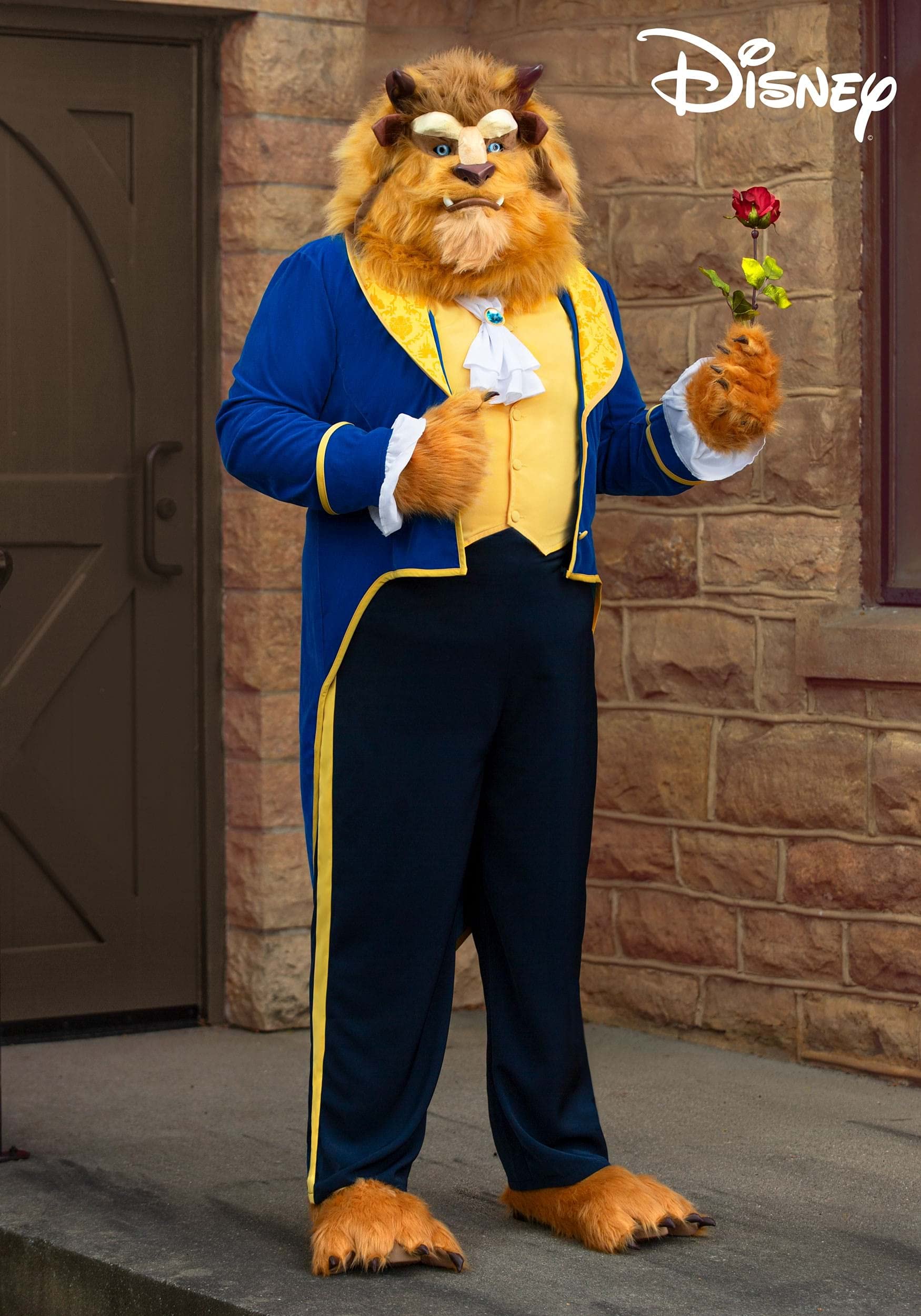Plus Size Beast Costume | Adult Disney Beauty and The Beast Mouth Mover Full Head Mask | Blue Dance with Belle Outfit 5X