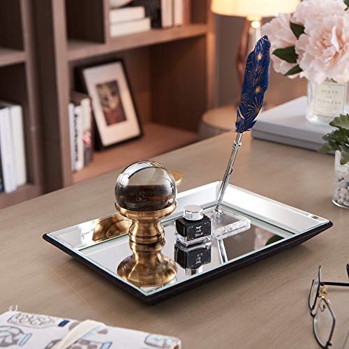 Meetart Rectangle30x21cmVanity Organizer Decorative Mirror Tray Vanity Tray Markup Jewelry Tray Silver Tray for Home Decor