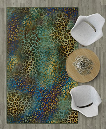 Brumlow Mills Addison Animal Print Pattern Area Rug for Living Room, Dining, Kitchen, Bedroom, Doorway, and Contemporary Home Décor, 5' x 8', Leopard Multicolored