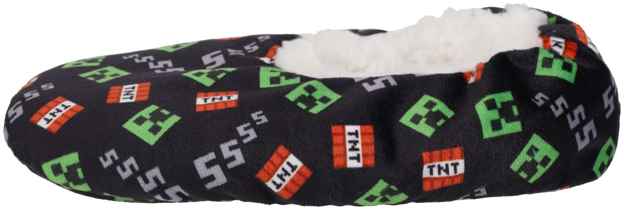 Minecraft Sock Slippers for Kids, Allover Creeper Video Game Print, Black, Size Medium (10-13 Little Kid)