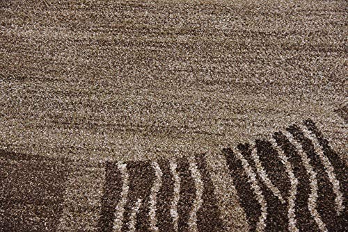 Unique Loom Del Mar Collection Area Rug-Transitional Inspired with Modern Contemporary Design, 6 ft x 6 ft, Light Brown/Beige