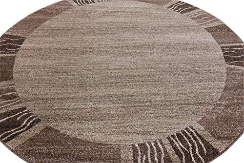 Unique Loom Del Mar Collection Area Rug-Transitional Inspired with Modern Contemporary Design, 6 ft x 6 ft, Light Brown/Beige