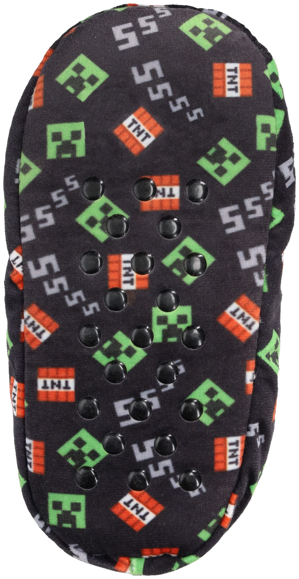 Minecraft Sock Slippers for Kids, Allover Creeper Video Game Print, Black, Size Medium (10-13 Little Kid)