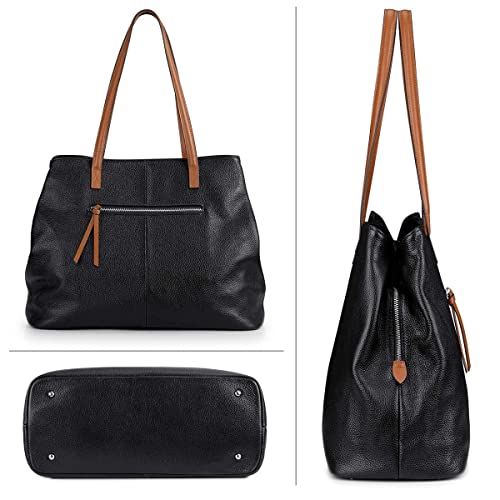 S-ZONE Women Soft Genuine Leather Tote Handbag Large Capacity Shoulder Hobo Bag Travel
