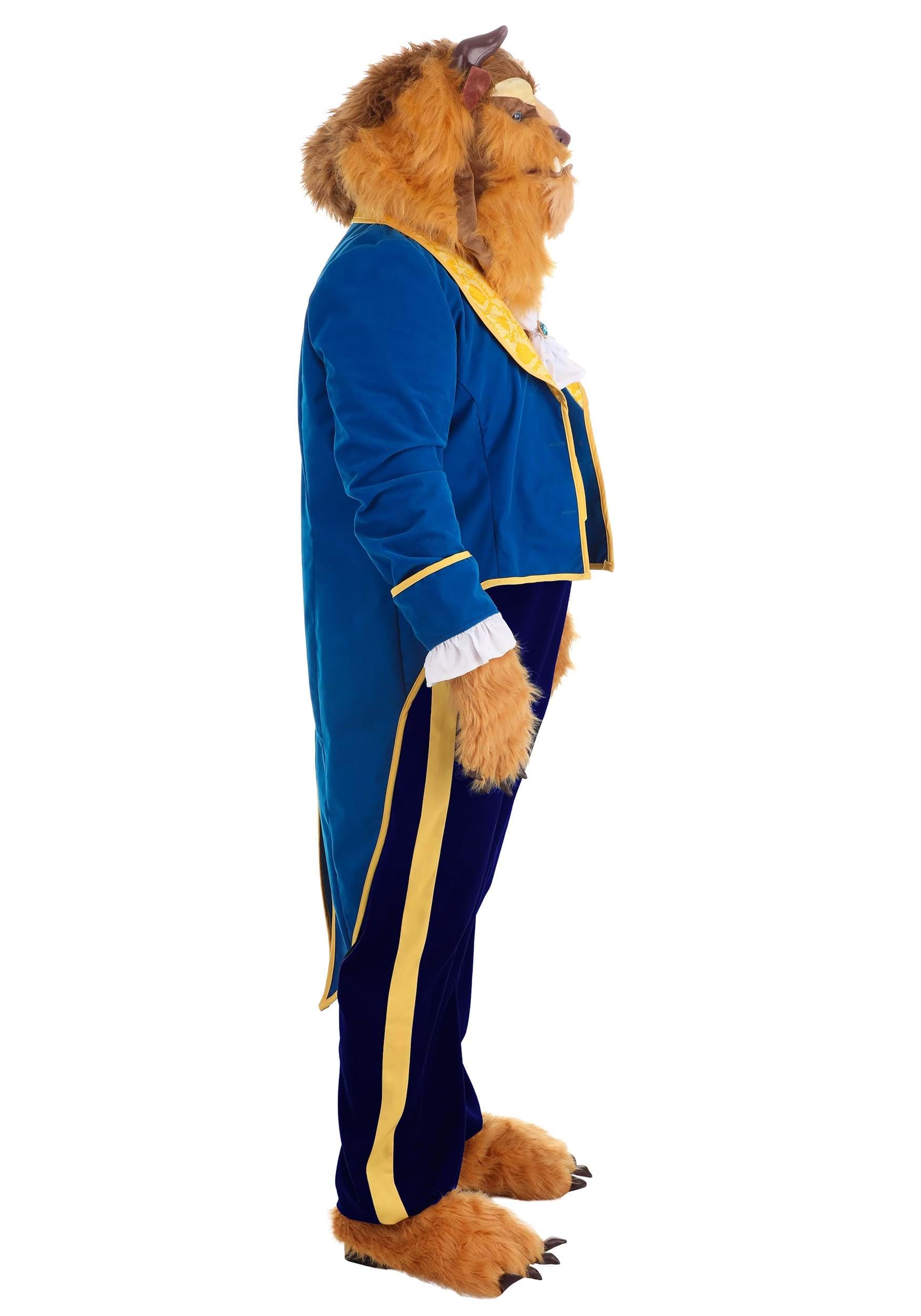 Plus Size Beast Costume | Adult Disney Beauty and The Beast Mouth Mover Full Head Mask | Blue Dance with Belle Outfit 5X