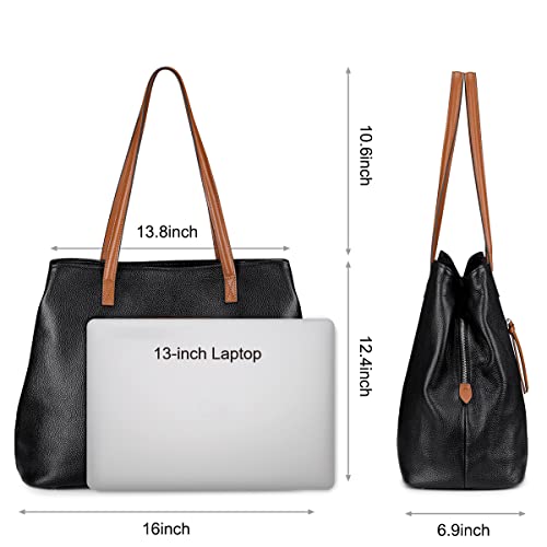 S-ZONE Women Soft Genuine Leather Tote Handbag Large Capacity Shoulder Hobo Bag Travel