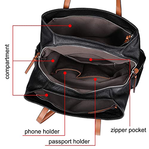S-ZONE Women Soft Genuine Leather Tote Handbag Large Capacity Shoulder Hobo Bag Travel