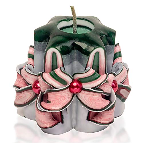 Christmas Candles - Small Candles - Carved Candles - White Pink Red Green 2,5 inches - Candles Christmas Tree - Small Gift Candles - Small Size Candles - Hand Carved Decorative Candles - Gift Candles