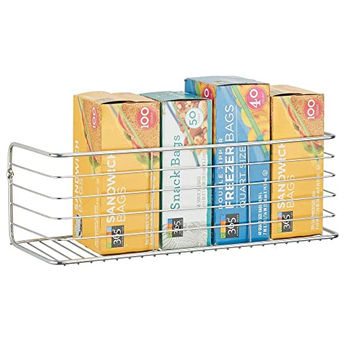 mDesign Wide Metal Wall Mount Decor Storage Organizer Display Shelf - Hang in Bathroom, Kitchen, Entryway, Hallway, Mudroom, Bedroom, Laundry Room - Concerto Collection, 2 Pack - Chrome