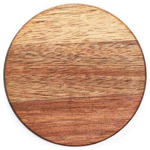 8 Pack Vintage Wooden Coasters for Drinks, Glasses, Tabletops, Dark Brown (4 in)