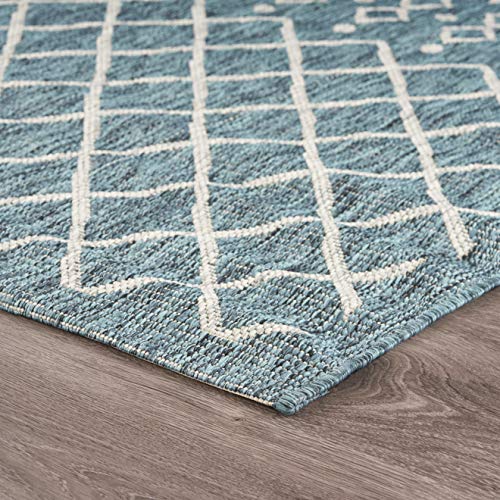 LR Home Sun Shower Indoor/Outdoor Area Rug, 8' x 10', Blue/Gray