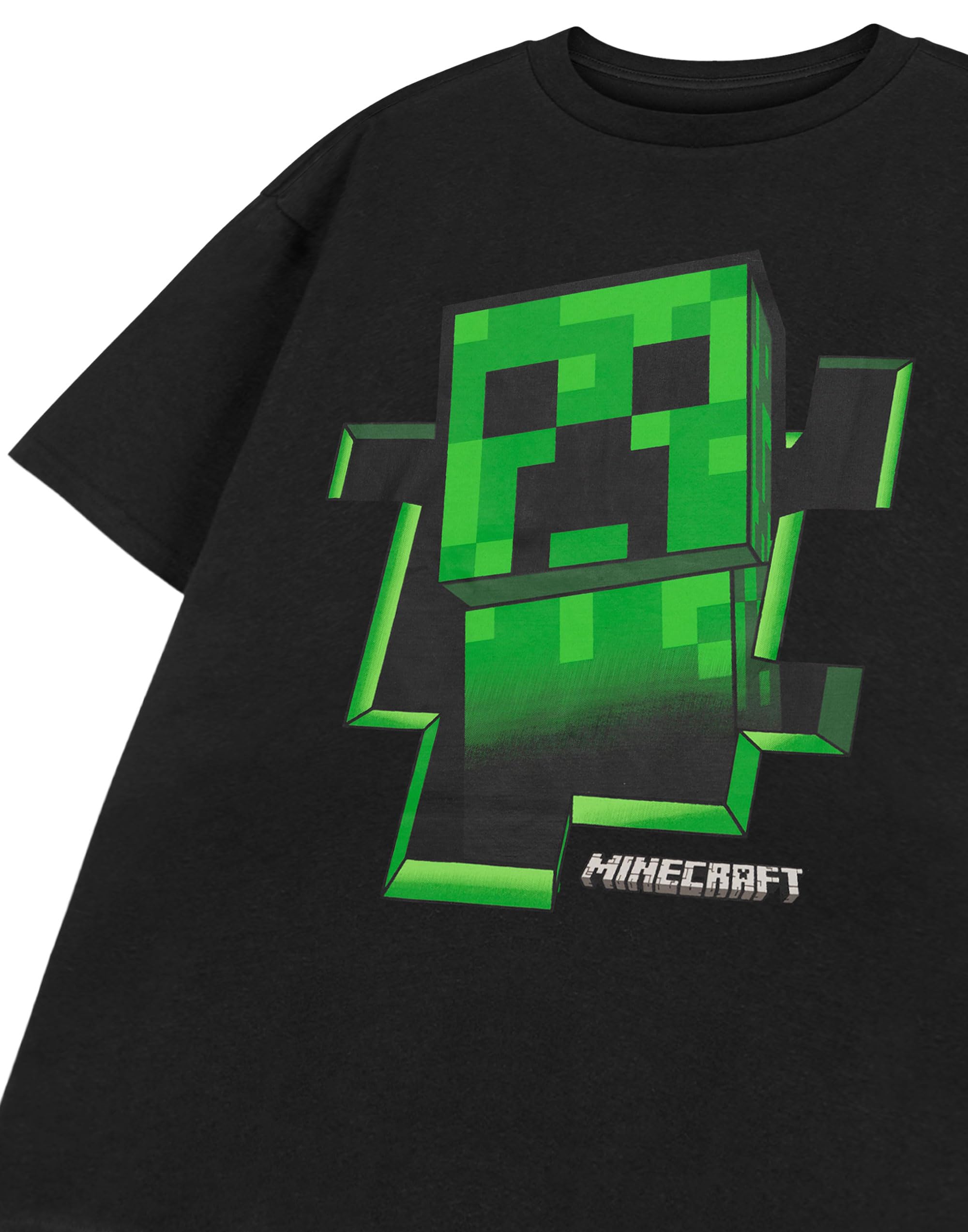 Minecraft T Shirt Boys Creeper Inside Black Short Sleeve Gamer Top 7-8 Years
