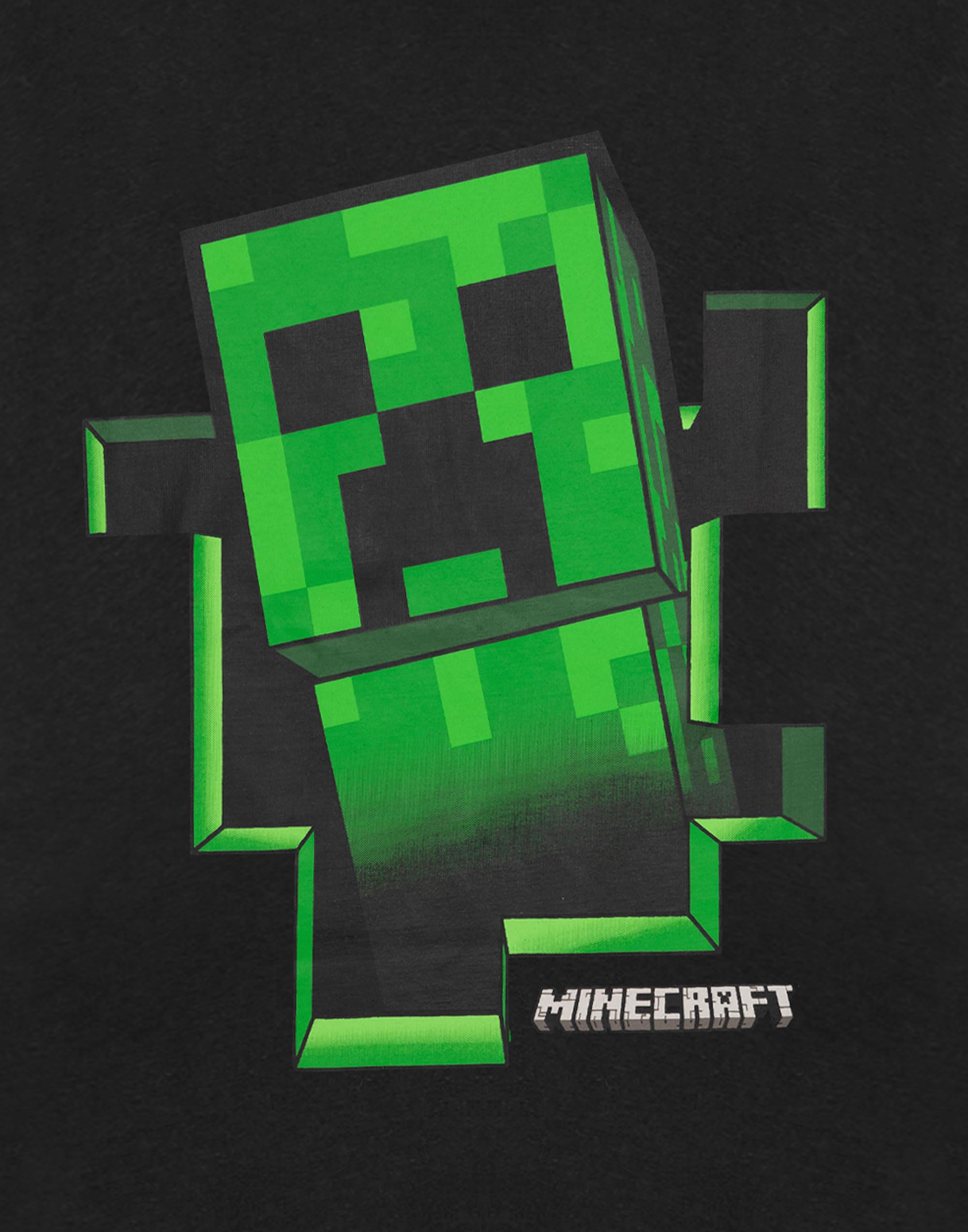 Minecraft T Shirt Boys Creeper Inside Black Short Sleeve Gamer Top 7-8 Years