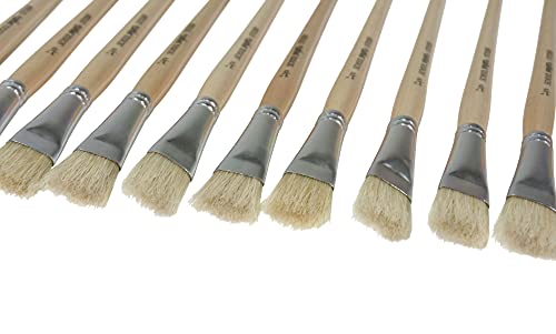 School Smart White Bristle Short Handle Paint Brush, 1/2 inch, Pack of 12