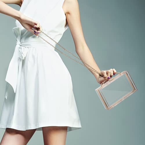 Women Clear Purse Acrylic Clear Clutch Bag, Shoulder Handbag With Removable Gold Chain Strap (Gold)