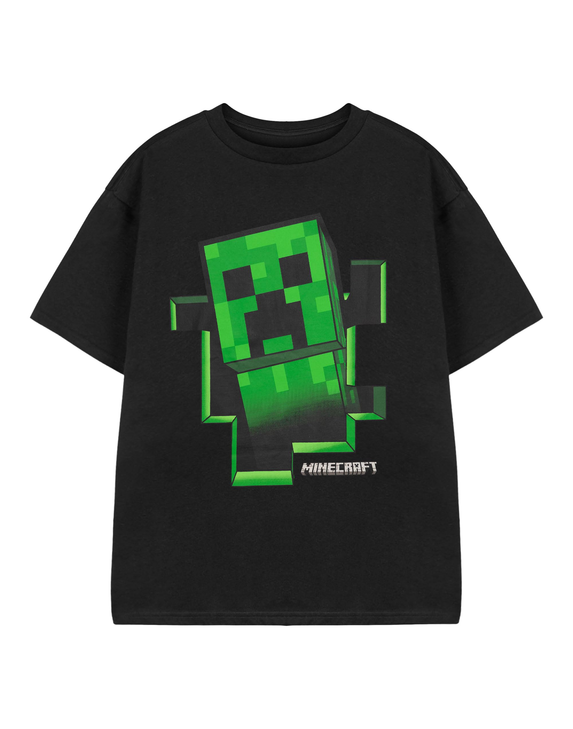 Minecraft T Shirt Boys Creeper Inside Black Short Sleeve Gamer Top 7-8 Years