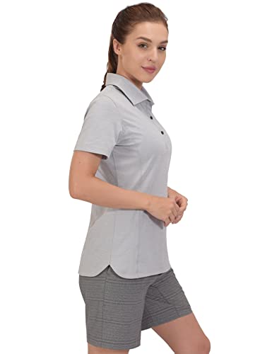 Little Donkey Andy Women's Quick Dry Lightweight Golf Polo Shirt Short Sleeve Moisture Wicking Tees Light Gray M