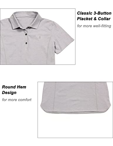 Little Donkey Andy Women's Quick Dry Lightweight Golf Polo Shirt Short Sleeve Moisture Wicking Tees Light Gray M