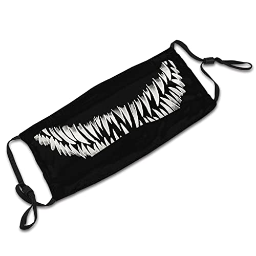 Qurdtt Scary Monster Mouth Teeth Face Mask With 2 Filters Washable Reusable Adjustable Balaclavas For Men Women & Teens