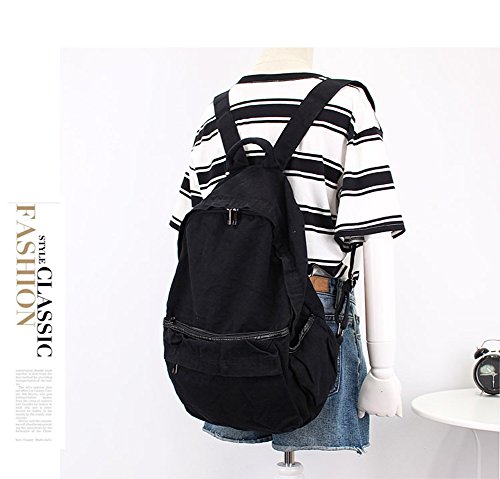 Canvas School Backpack Denim College Satchel Lightweight Travel Purse for Women Girls Medium