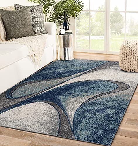 LUXE WEAVERS Tower Hill Abstract Blue 8x10 Area Rug