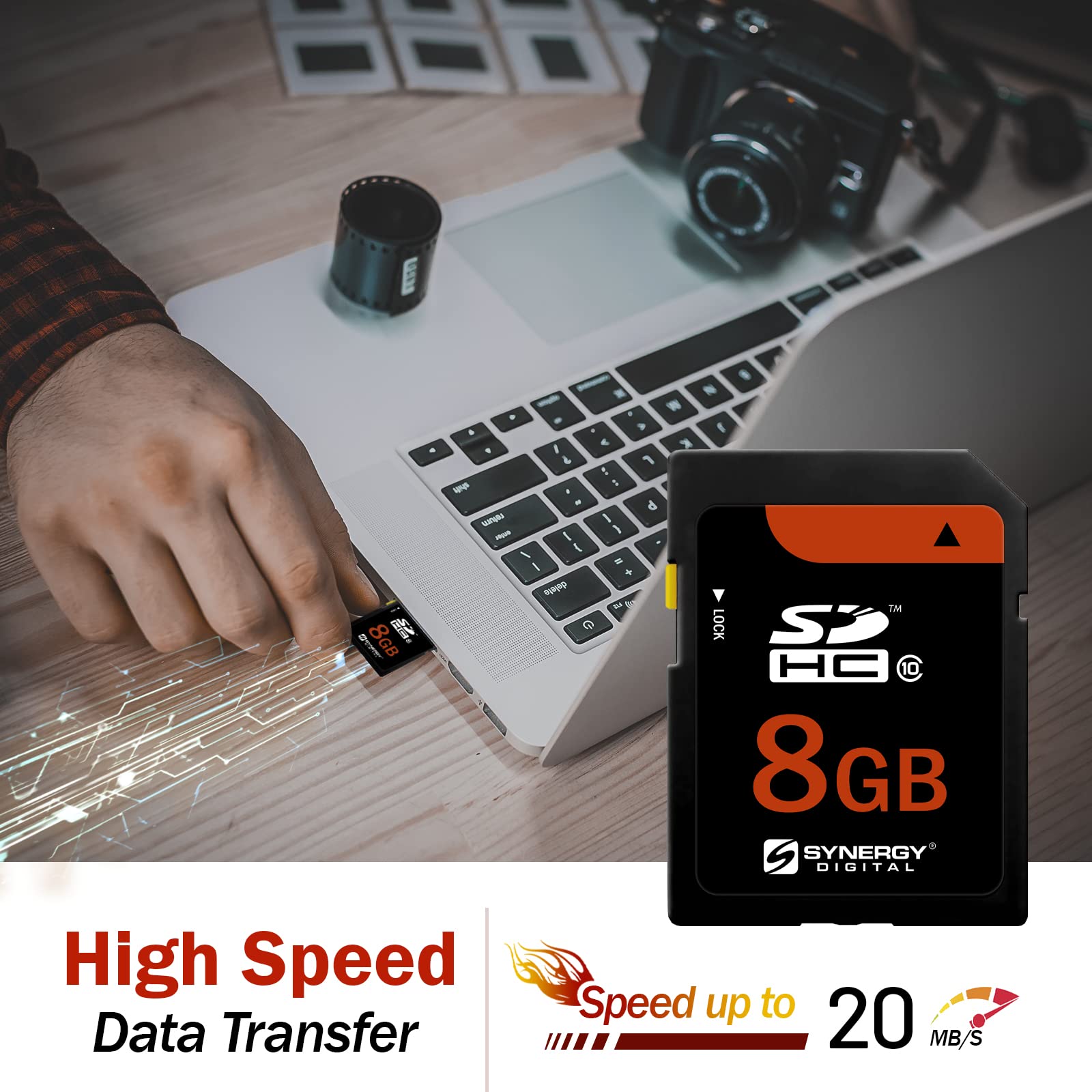Synergy Digital 8GB Secure Digital SDHC UHS-I Memory Cards, Compatible with Nikon Coolpix L22 Digital Camera - Class 10, U1, 20MB/s, 300 Series - Pack of 2