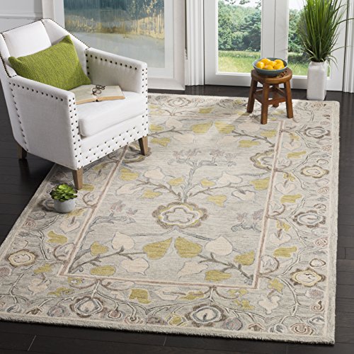 SAFAVIEH Roslyn Collection 8' x 10' Light Grey/Multi ROS908A Handmade Floral Wool Area Rug