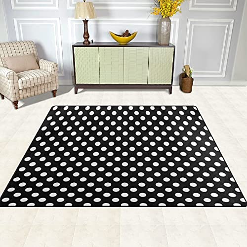 ALAZA White Black Polka Dot Area Rug Rugs for Living Room Bedroom 7' x 5'