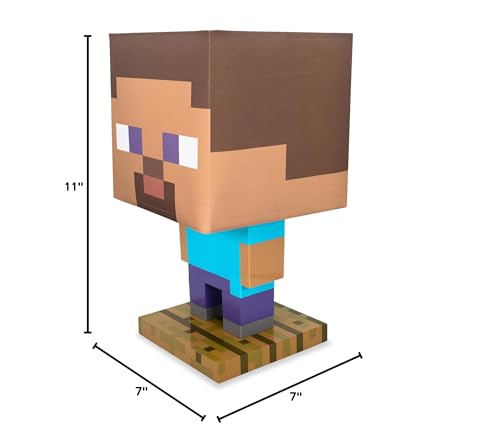 Minecraft Steve Figural 13-Inch LED Desk Lamp | Mood Light For Nightstand Table, Shelf